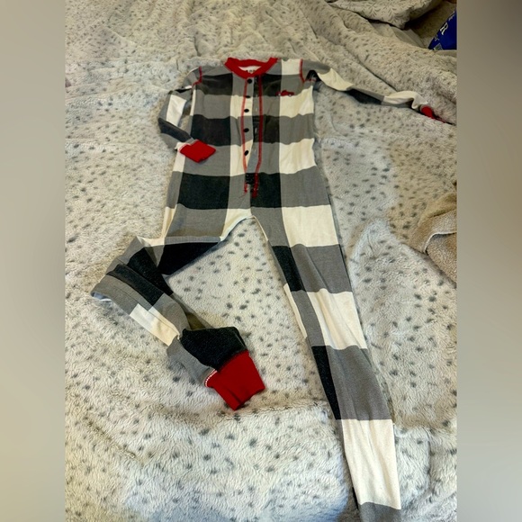 Lazy One | Pajamas | Kids Plaid Onesie Pajamas With Red Accents | Poshmark